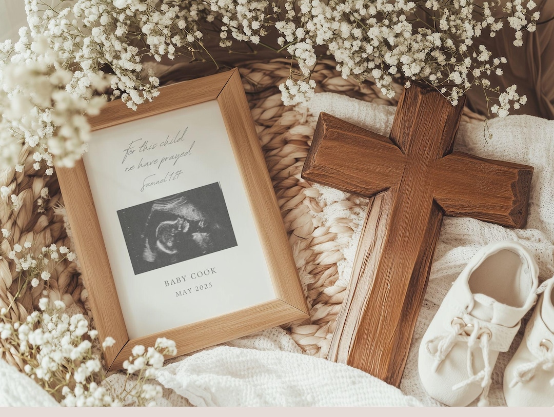 Simple Religious Pregnancy Announcement Digital, Biblical Baby ...