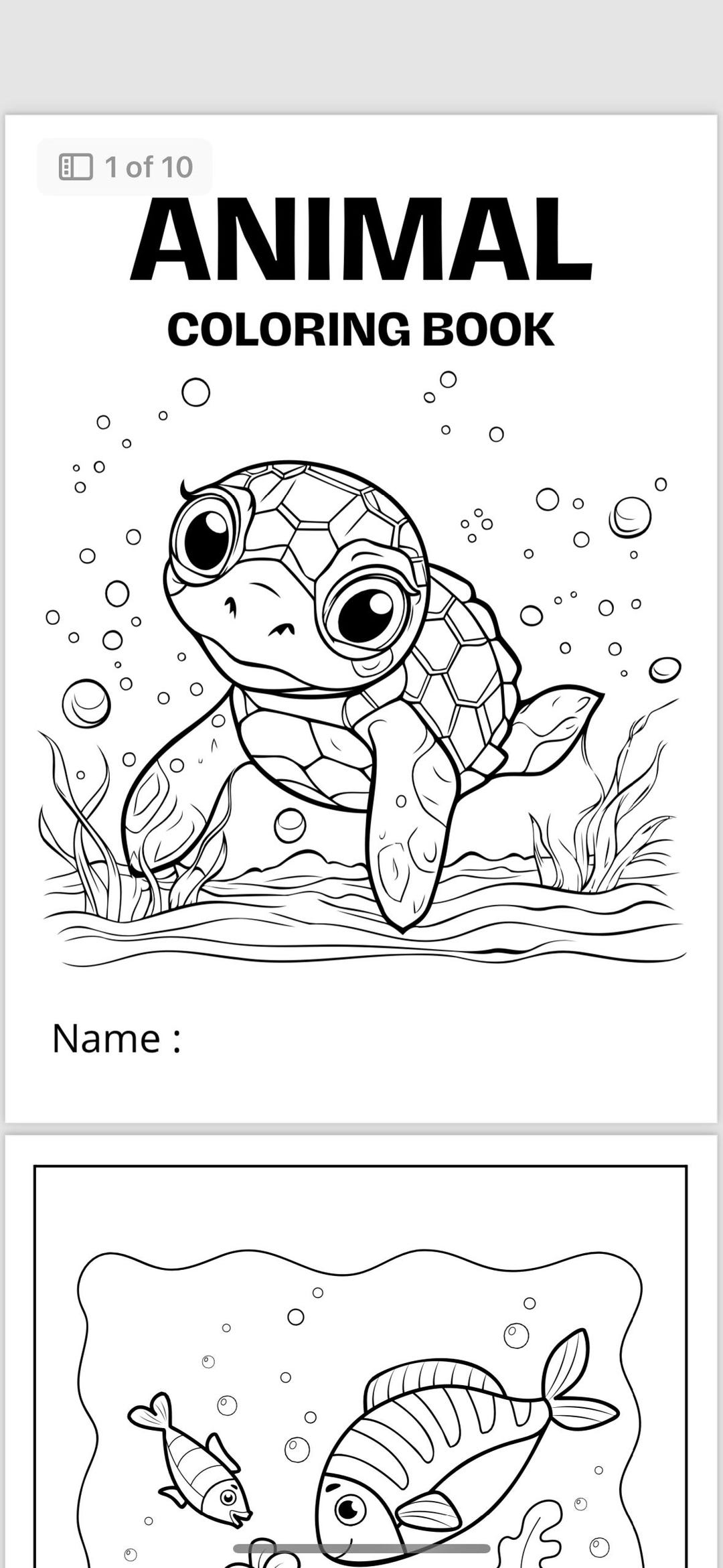 Sea Animals Coloring Book - Etsy