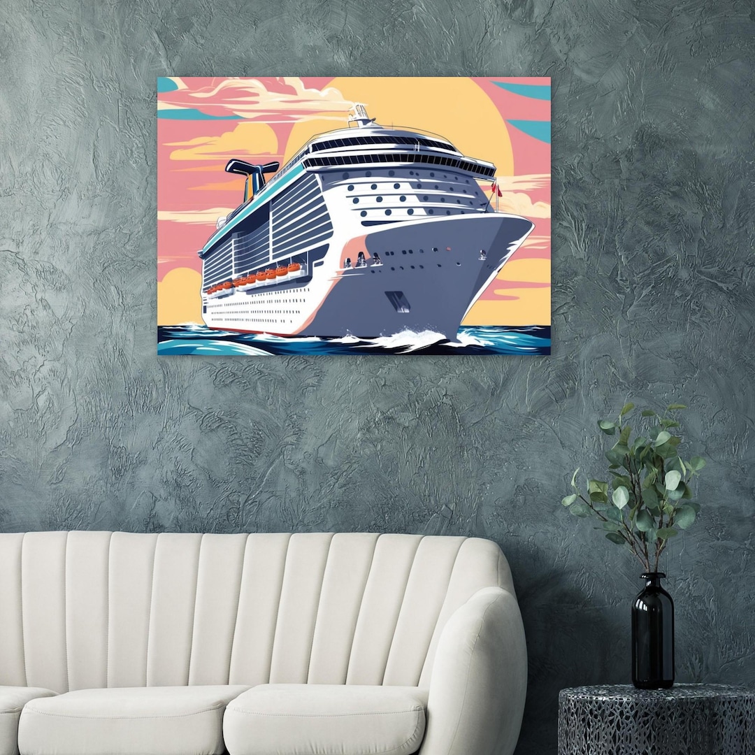 Pop Art Cruise Ship Poster - Pastel Colors Fine Art Print - Vivid ...