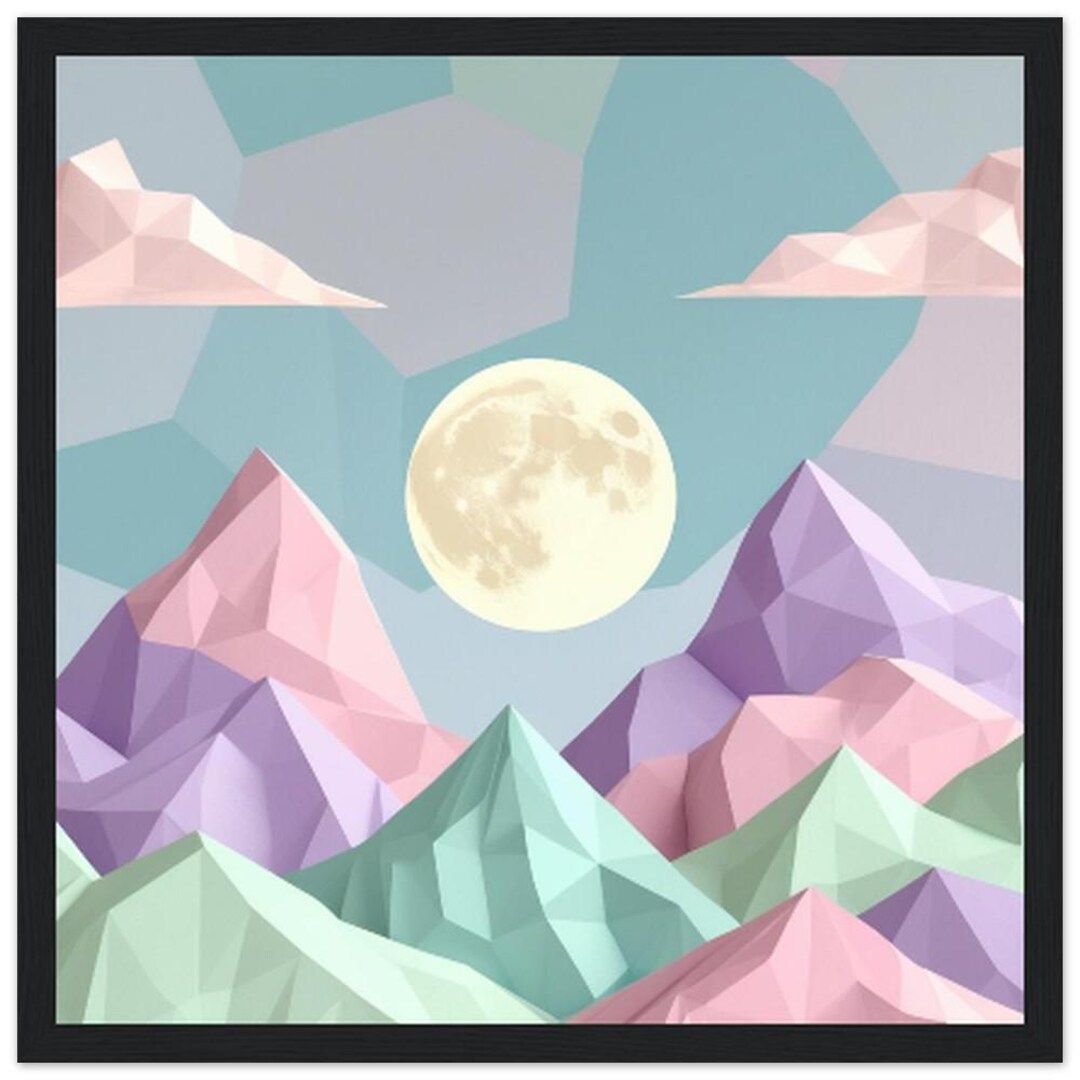 Full Moon Poster - Hand-framed in Pastel Colors for Stylish Rooms ...