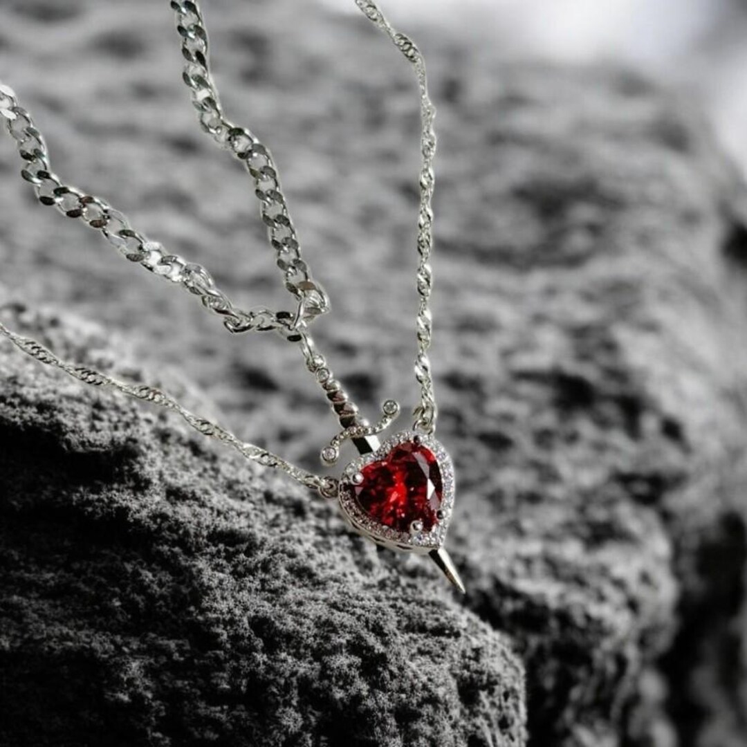 Heart and Sword Couple Necklace, Romantic Gift for Him & Her, Couples ...