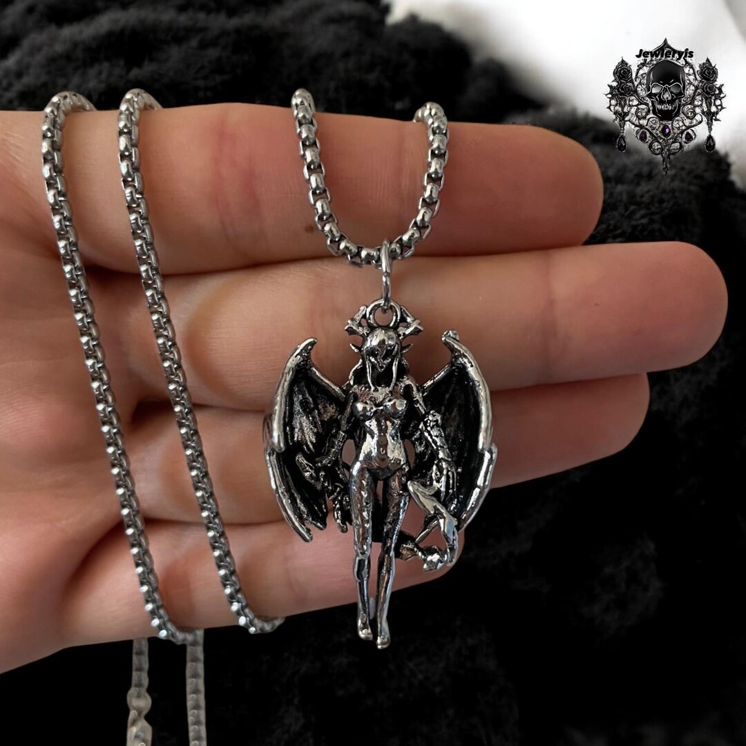 Silver She Devil Pendant Necklacegothic Succubus Demon Jewelry ...