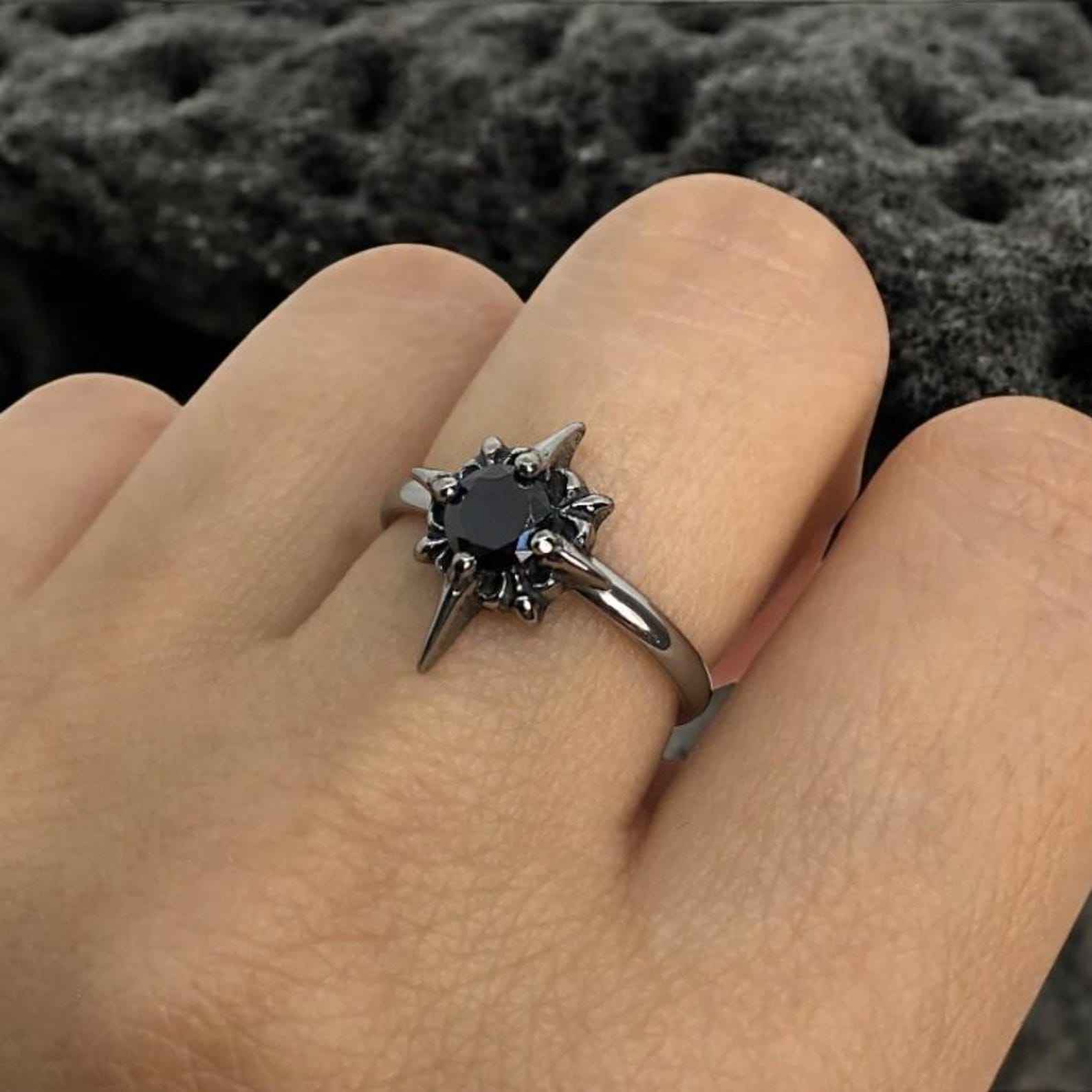 North Star Ring, Stainless Steel Star Jewelry, Gothic Punk Biker Ring ...