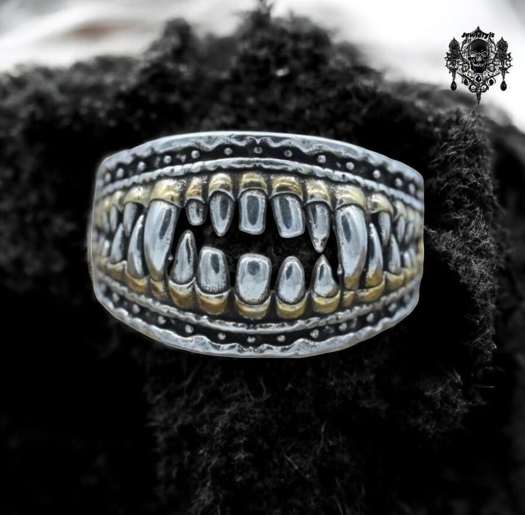 Vintage Sterling Silver Devil Teeth Ring Retro Punk Gothic Men's ...