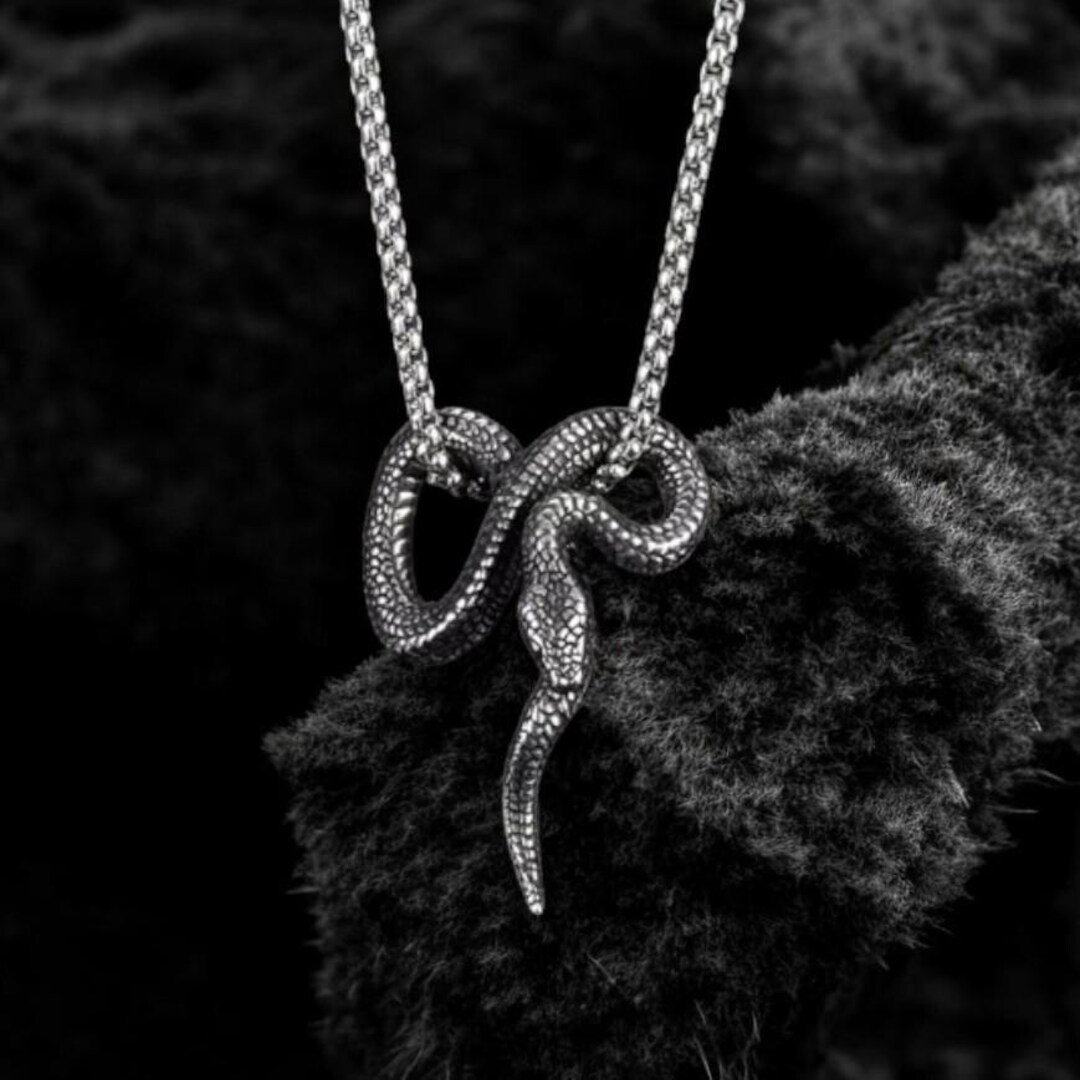 Snake Pendant Necklace, Stainless Steel Serpent Jewelry, Unisex ...