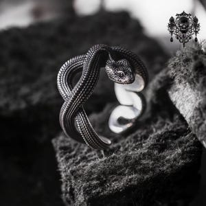 Vintage Style Snake Ring for Men Unique Handmade Metal Carved Band ...
