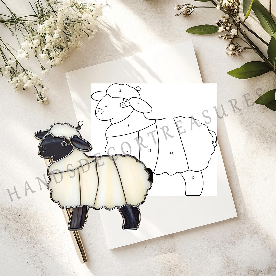 Black-faced Sheep Stained Glass Pattern, Farm Animal Window Wall ...