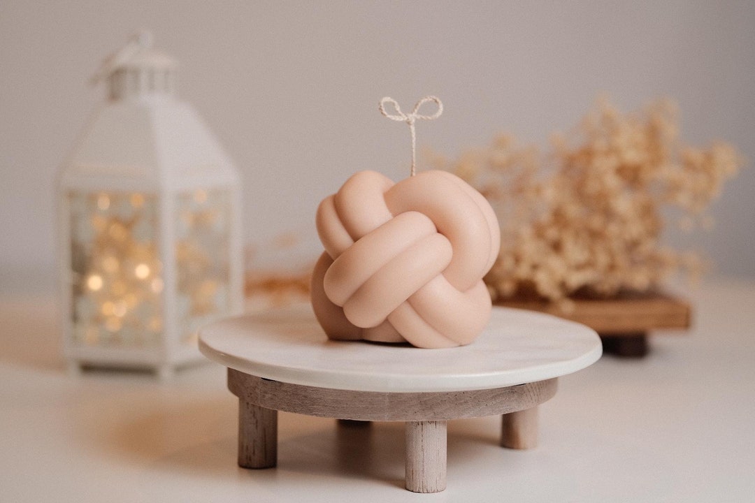 Large Minimalist Pillar Knot Candle Candle Decor Handcrafted Minimalist ...