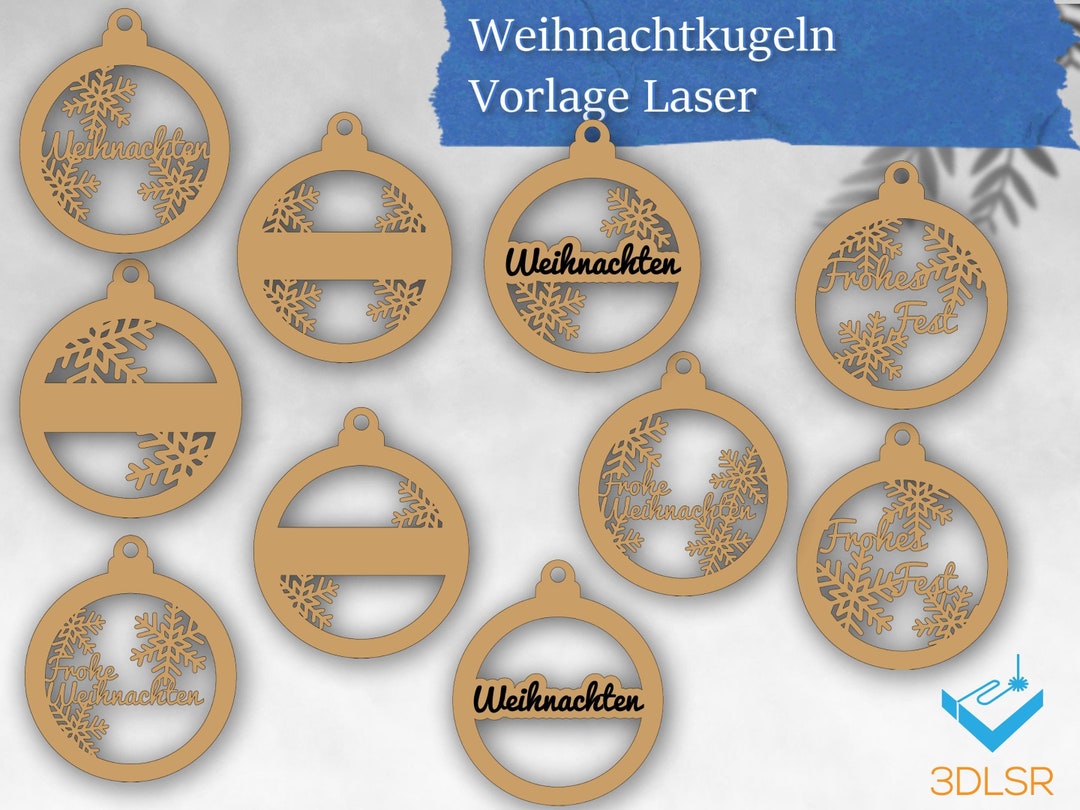 10-piece Christmas Bauble Set With Text Laser - Etsy