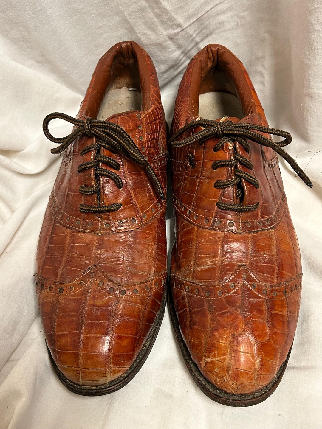 Vintage Men's ALLIGATOR Golf SHOES Calcaterra Style BROWN Size 10D Cleats Have Been Removed - Etsy