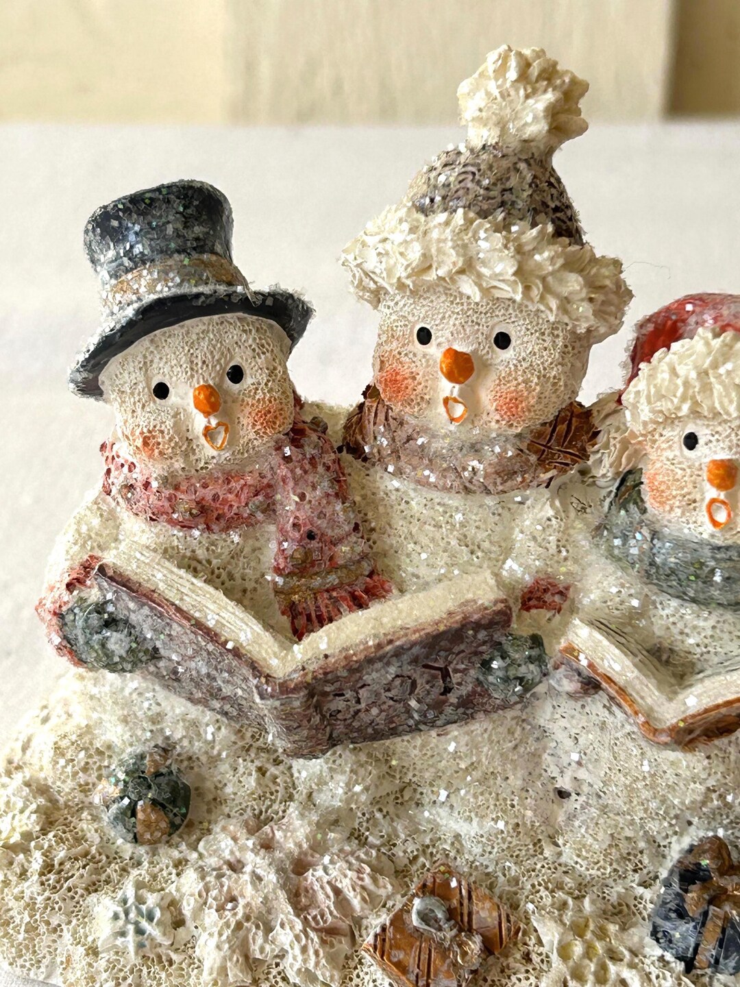 Vintage Snowman Carolers Christmas Figurine With Flying Snowman Accent ...