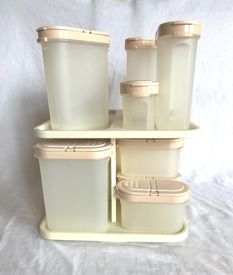 Vintage TUPPERWARE Modular Mates Spice Rack CAROUSEL and 16 Containers ...