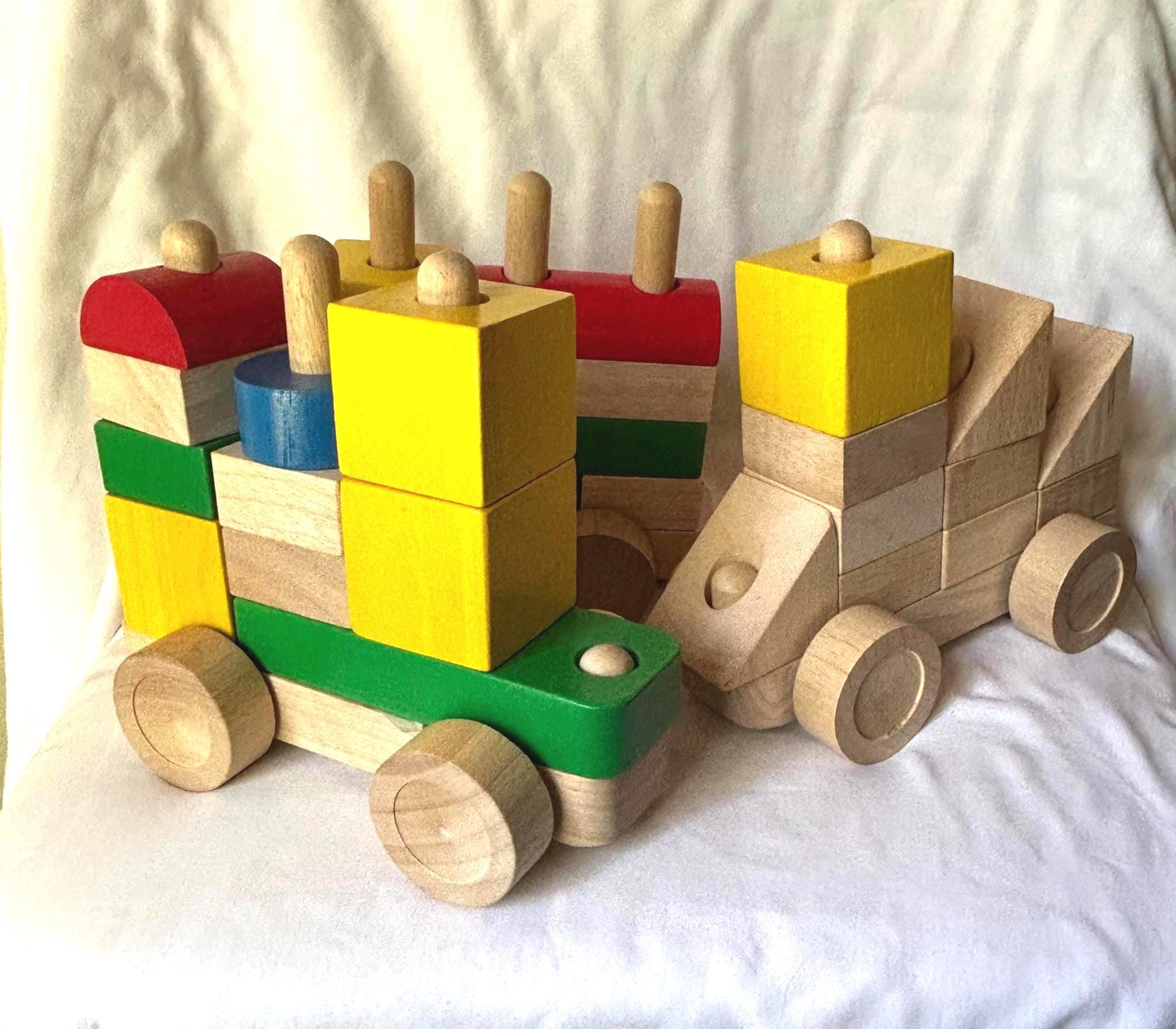 Vintage Wooden Stacking Train Set: 34 Piece Educational Toy - Etsy