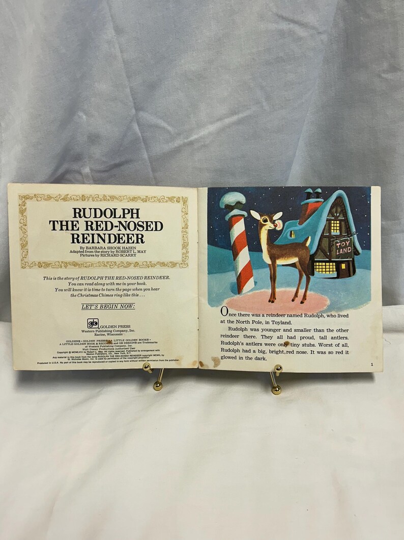 Vintage RUDOLPH the Red-nosed Reindeer 24 Page Read Along Book and ...