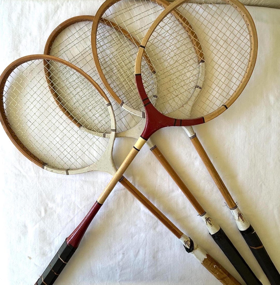 Vintage Set of 4 - Wooden Badminton Rackets – Retro Sports Decor or ...
