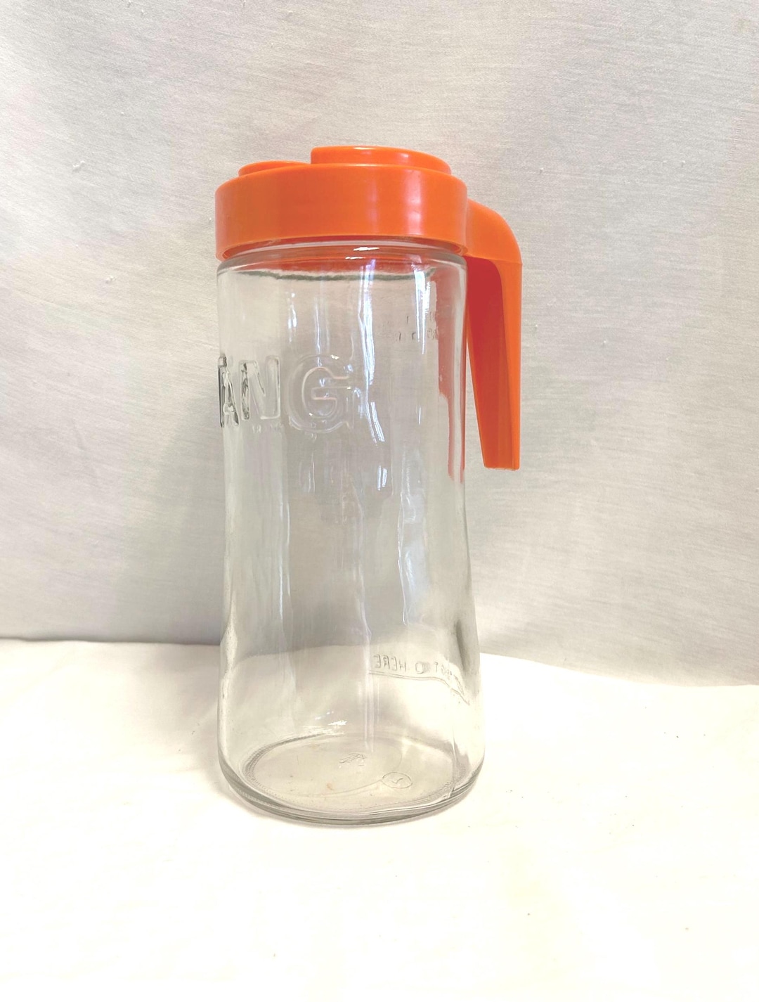 Vintage TANG Glass Pitcher 1 Qt With Orange Plastic Lid and Logo 1970's ...