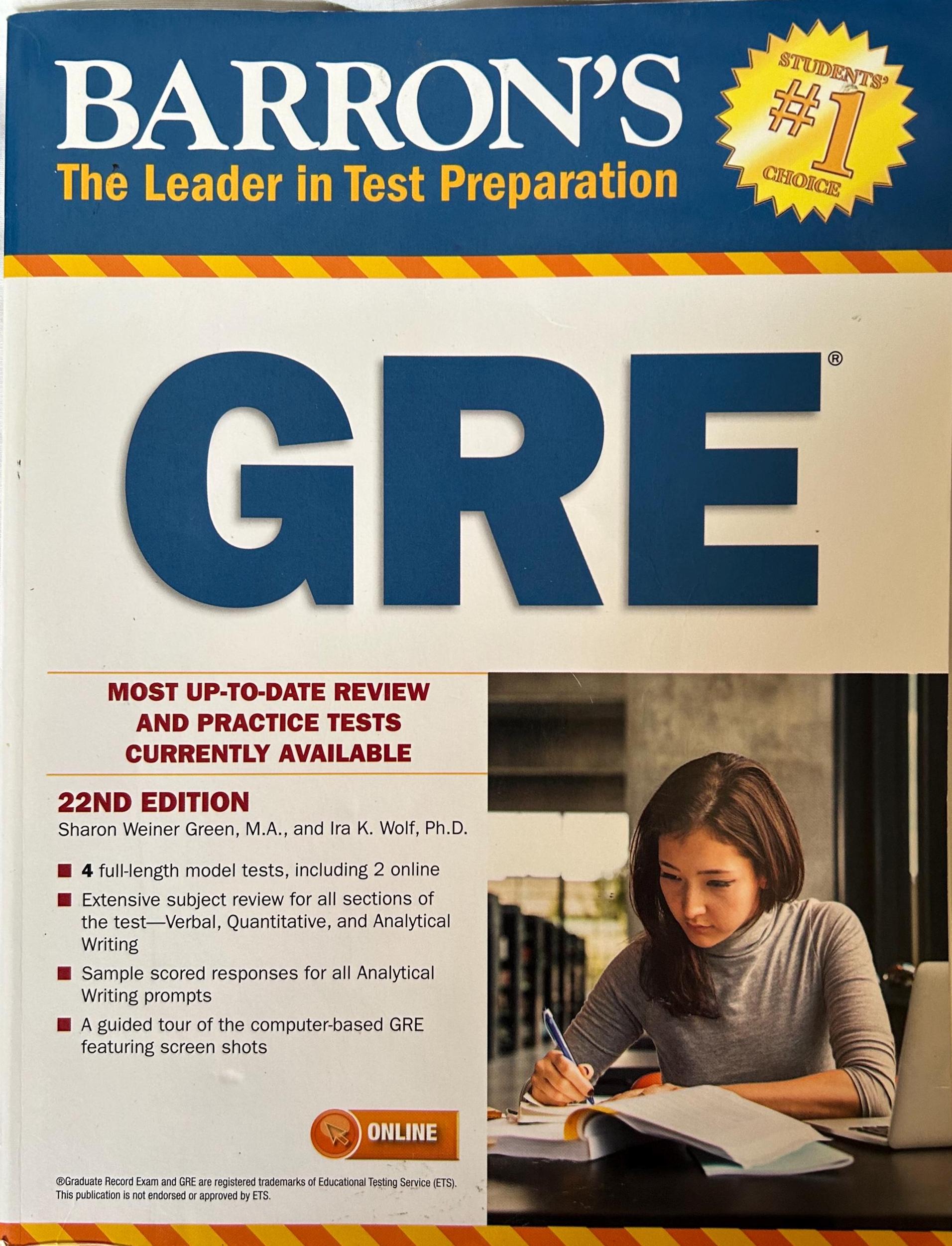 Barron's GRE 22nd Edition: Test Prep Book With Practice Tests - Etsy