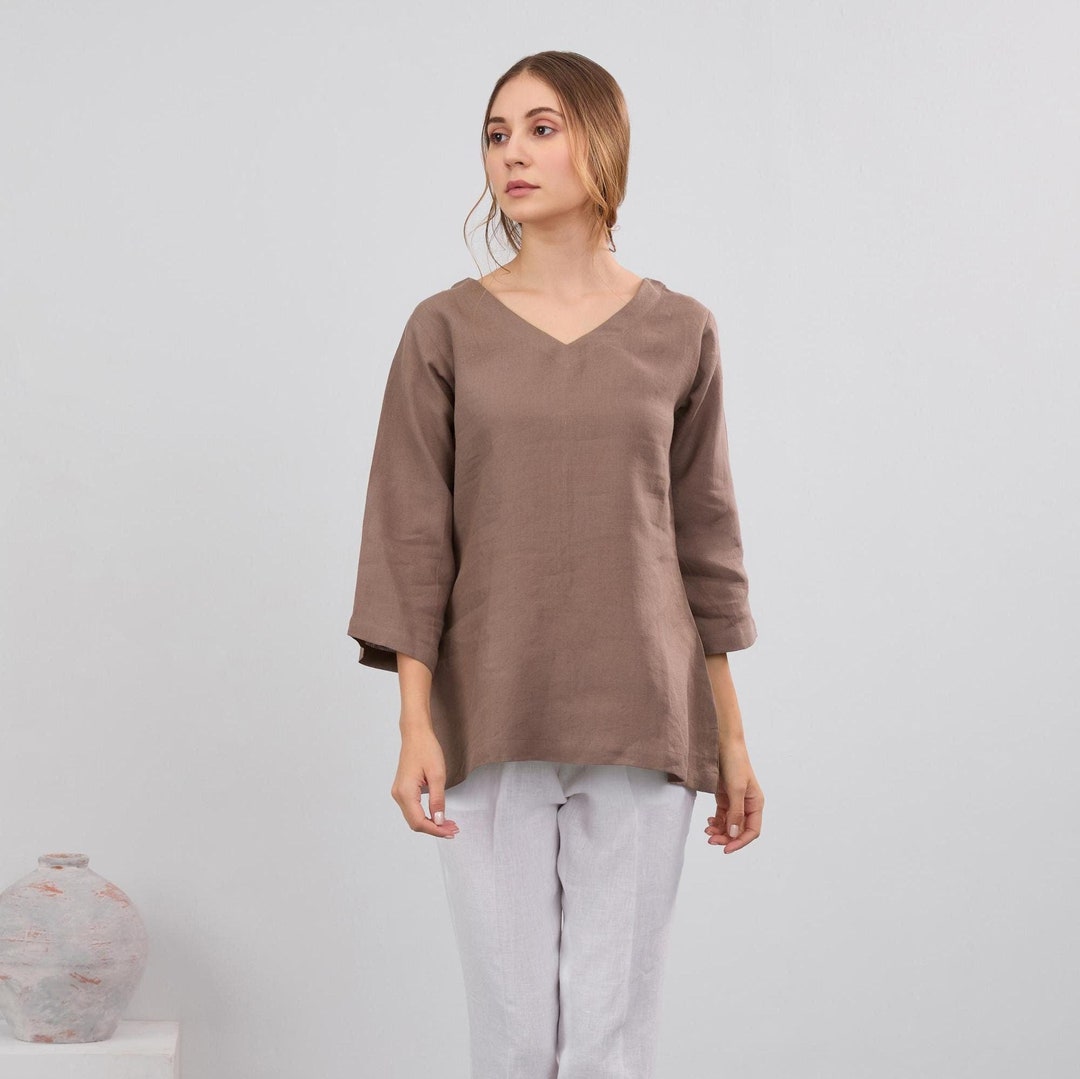 Boxy Linen Top | Linen Blouse for Women | Loose Linen Shirt | Mother's ...