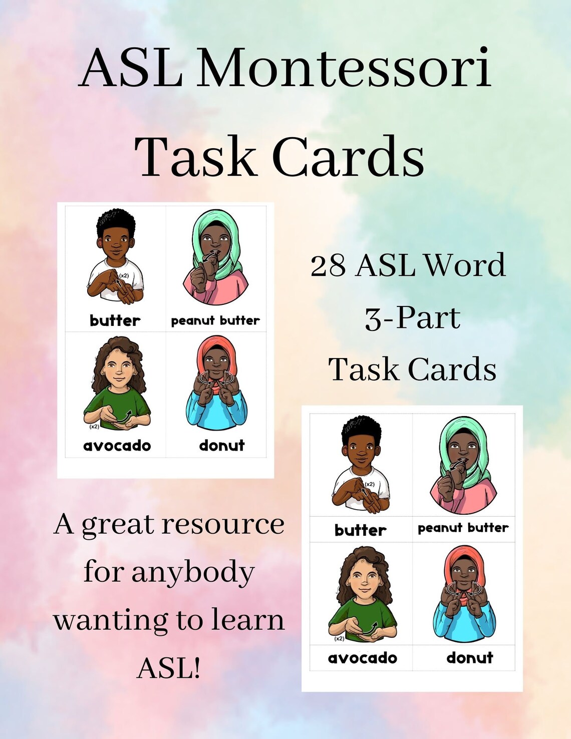 ASL Montessori Food Flashcards; 28 Food Words in ASL; Awesome Digital ...