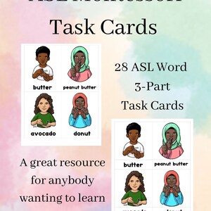 ASL Montessori Food Flashcards; 28 Food Words in ASL; Awesome Digital ...
