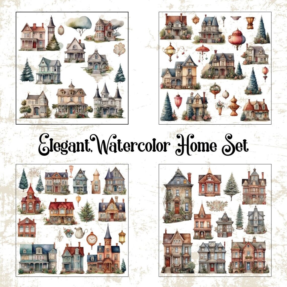 Elegant Home Watercolor Clip Art Set; Home Decor; Clip Art - Etsy