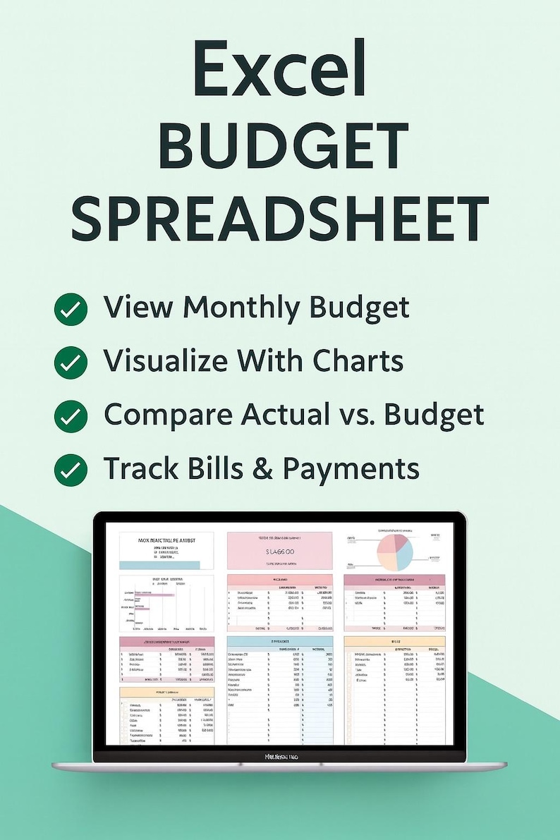 Excel Budget Spreadsheet | Monthly Budget & Expense Tracker | Dashboard ...