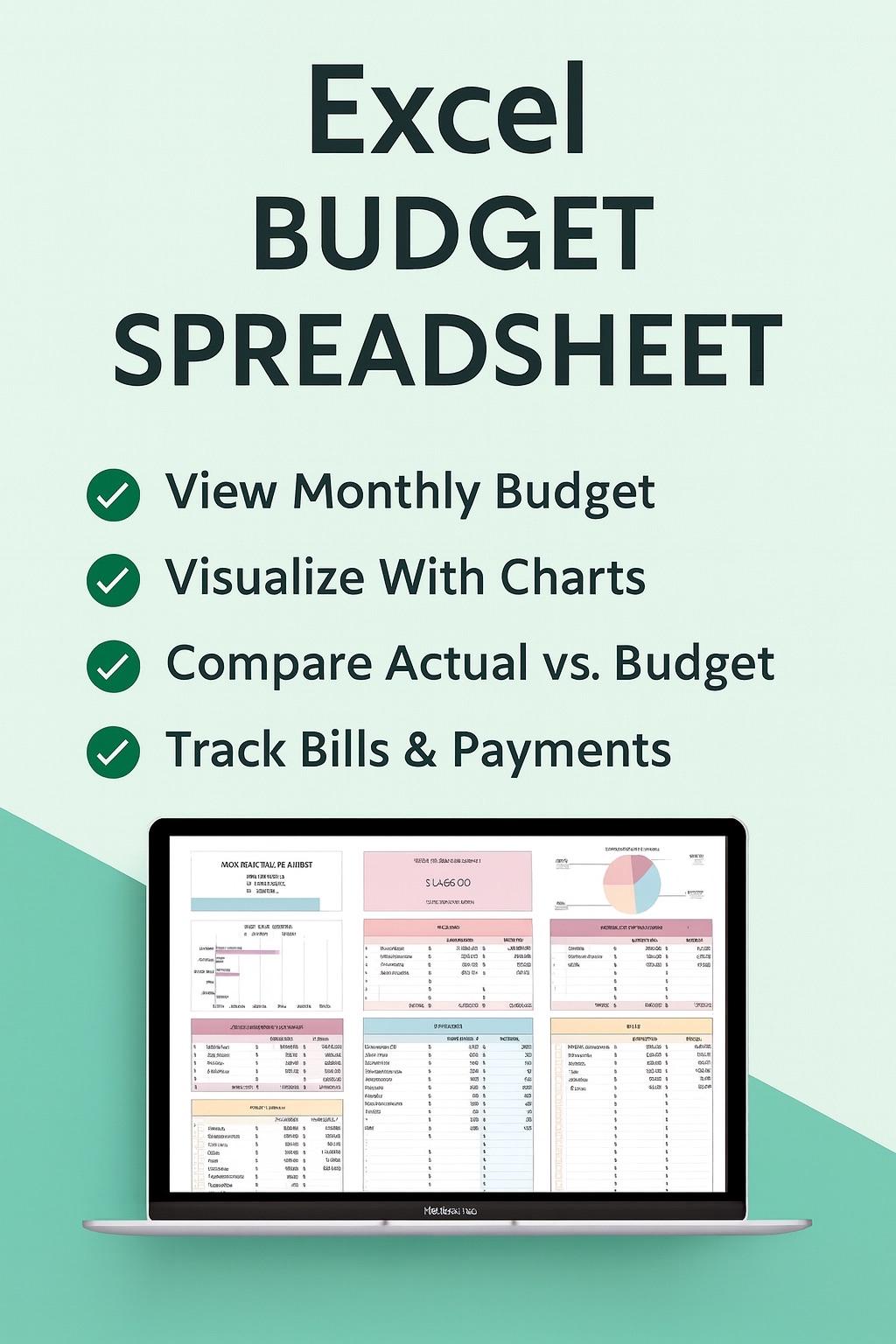Excel Budget Spreadsheet | Monthly Budget & Expense Tracker | Dashboard ...