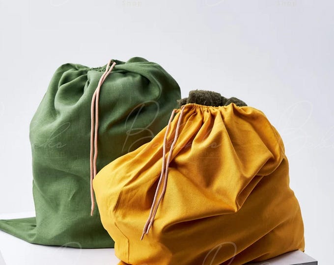 Linen Storage Bag. Washed Soft Linen Laundry Bag With Drawstring ...