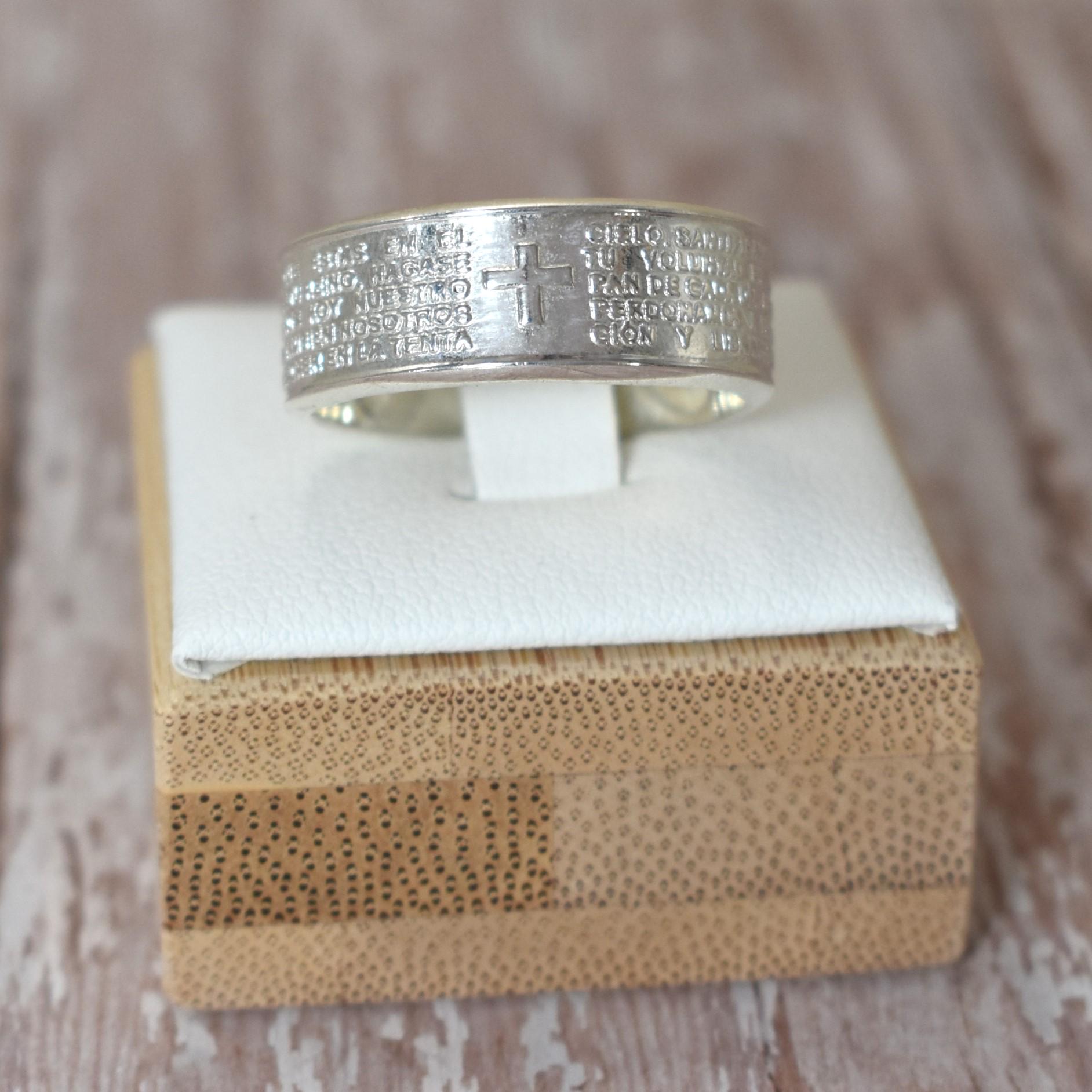 Cross and Lord's Prayer Sterling Silver Ring Silver Band Jewelry for ...