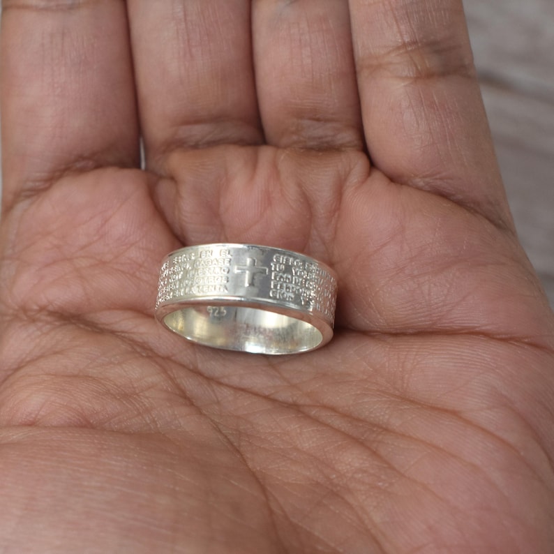 Cross and Lord's Prayer Sterling Silver Ring Silver Band Jewelry for ...