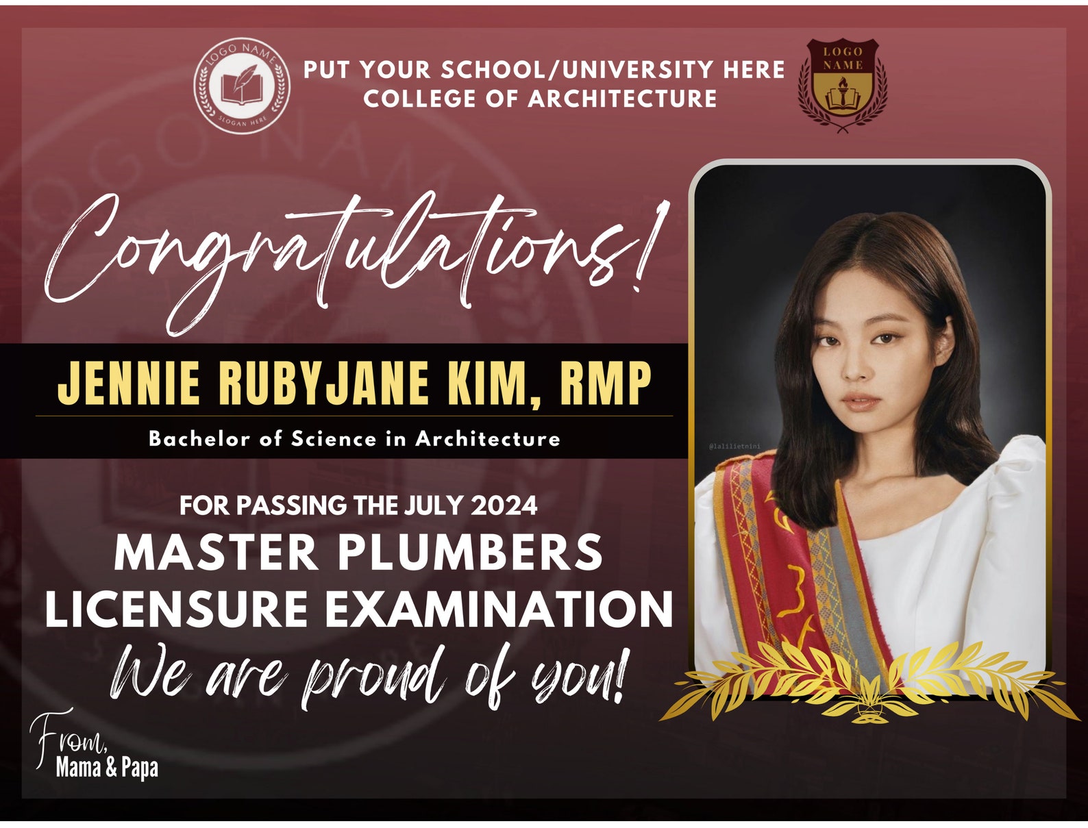 Board Exam Passer Congratulations Tarpaulin Banner Editable in Canva, Congratulations Tarpaulin ...