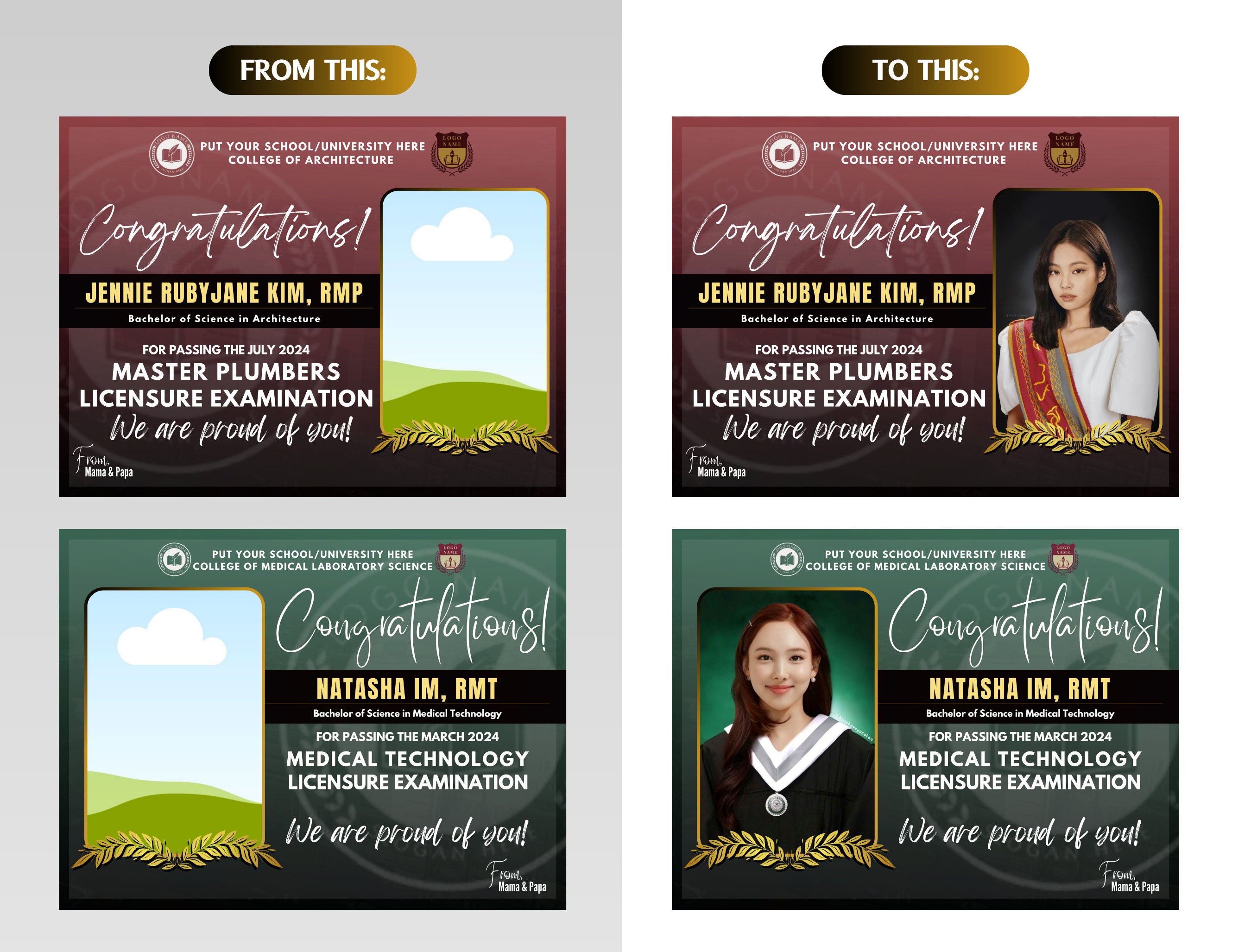 Board Exam Passer Congratulations Tarpaulin Banner Editable in Canva, Congratulations Tarpaulin ...