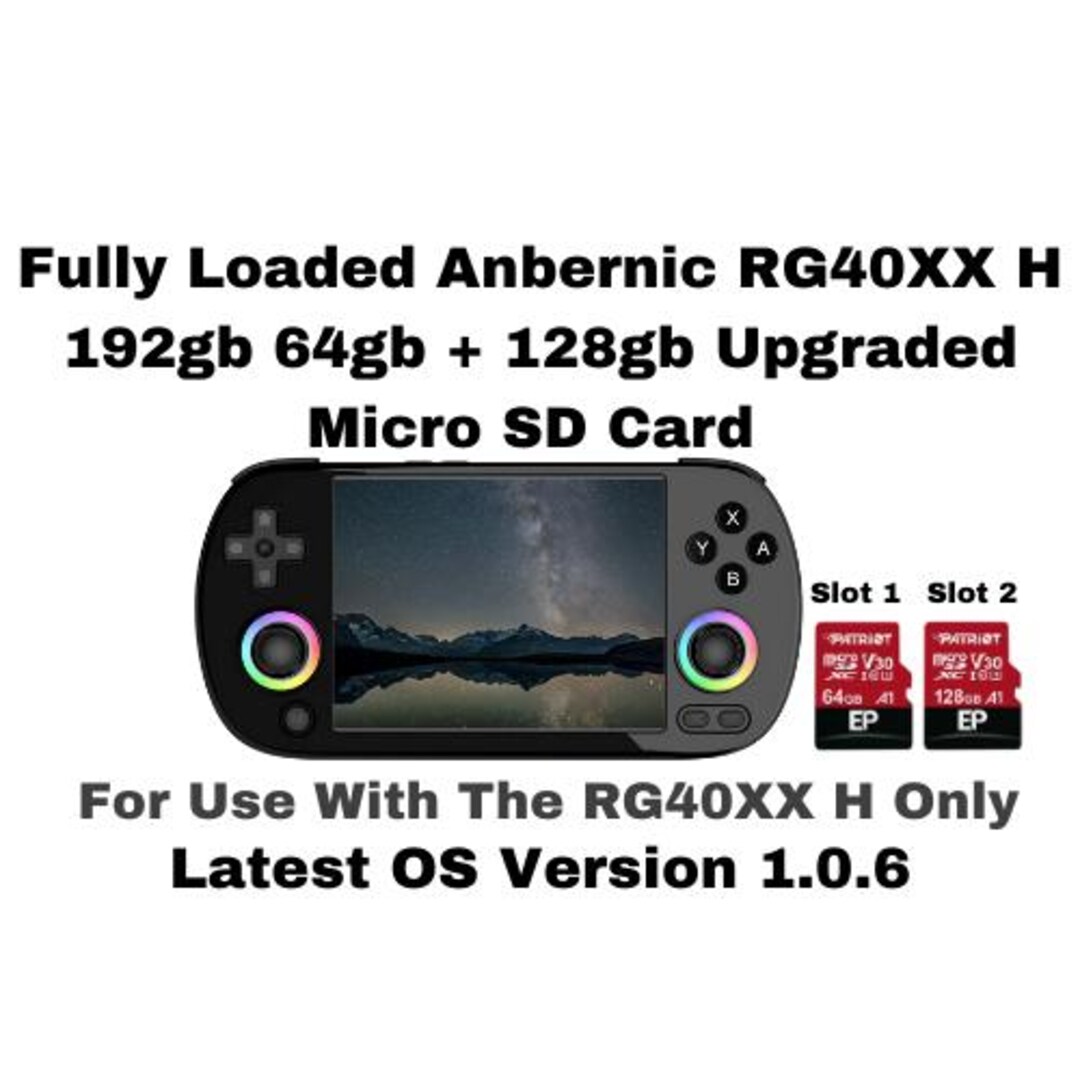 Fully Loaded Anbernic RG40XX H Upgraded 192gb 64gb + 128gb Micro SD ...