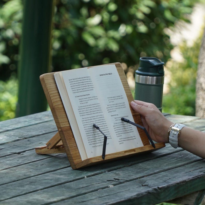 Personalized Solid Chestnut Wood Book Stand: Cookbook Holder ...