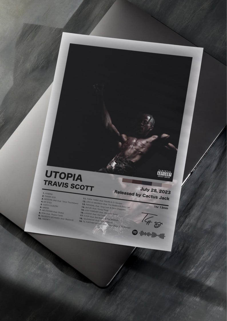 Póster de portada del álbum Utopia de Travis Scott, tamaño A2 - Etsy México
