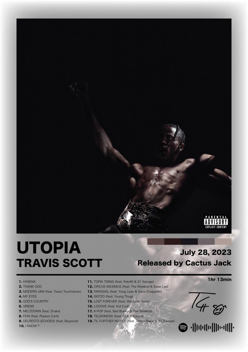 Póster de portada del álbum Utopia de Travis Scott, tamaño A2 - Etsy México