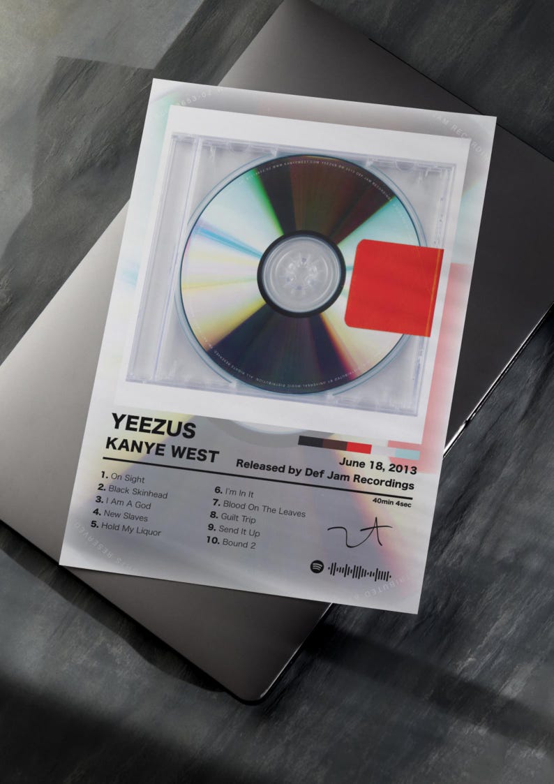 Yeezus by Kanye West | Album Cover A2 Poster - Etsy