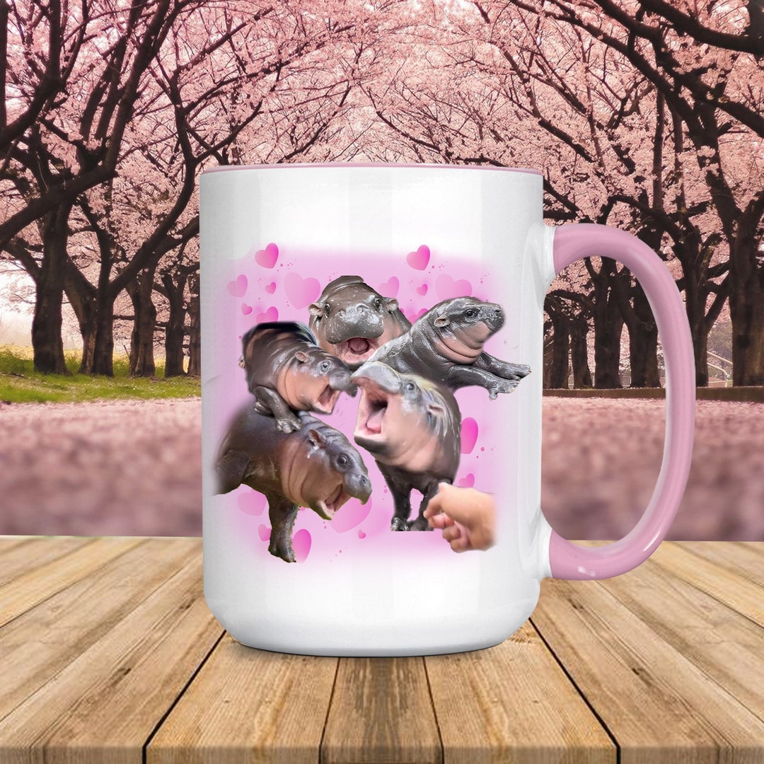 Moo Deng Accent Coffee Mug, Moo Deng Gang Mug Ceramic, Hippo Tea Mug ...