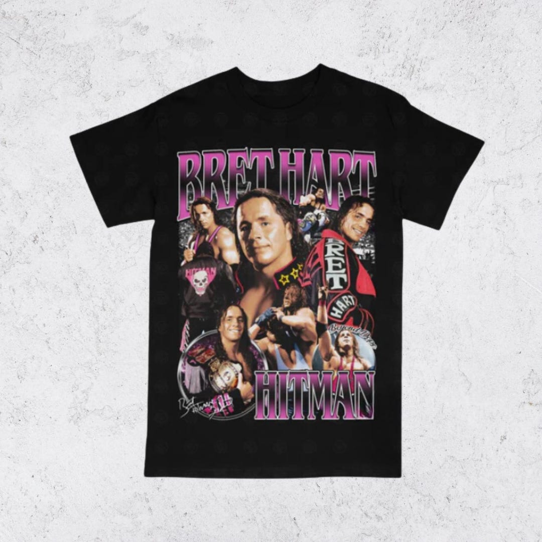 Vintage 90s Bret Hart Tee Shirt Homage Retro Classic Graphic Tee Bootleg Bestseller Unisex Sport ...