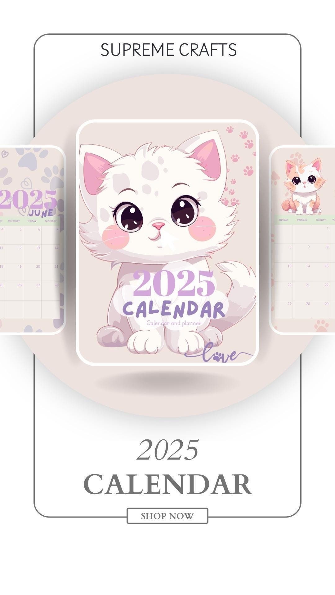 2025 Cat Designed Calendar | Printable 2025 Cat Designed Calendar ...