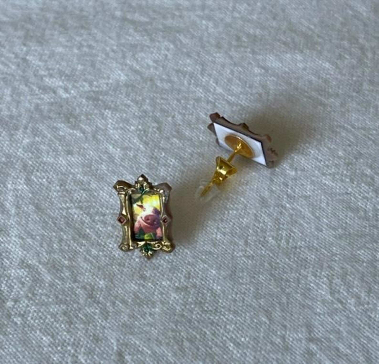 Pirates Thieves of the Seas Greedy as a Pig Gold Frame Earings - Etsy