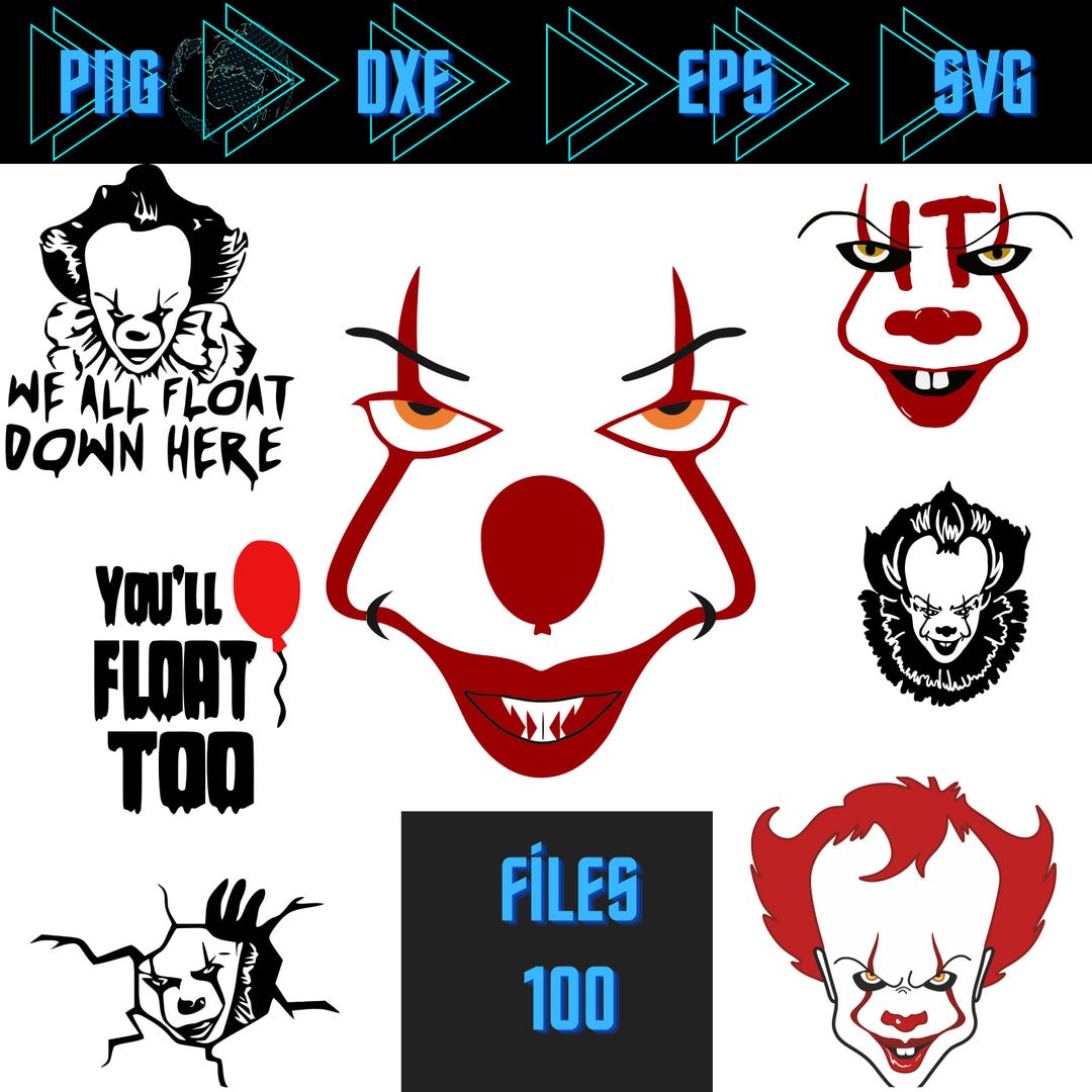 Pennywise Face 100, Halloween Ghost Svg, Halloween Vector, Pennywise ...