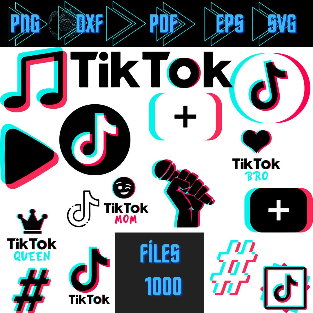 1000 Tiktok Svg Bundle, Tiktok Digital Design,tik Tok Font, Tik Tok ...