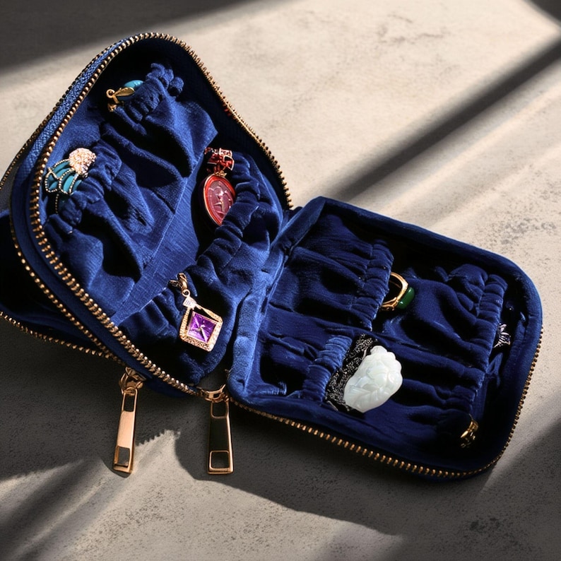 Velvet Jewelry Pouch Zipper, Accordion Travel Organizer, Soft Bracelet ...