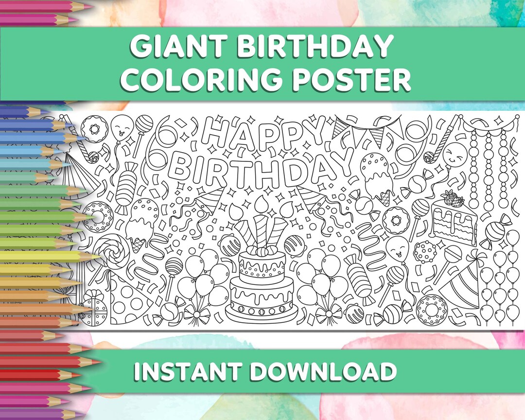 Giant Coloring Page for Birthday/ Printable Poster for Kids /giant ...