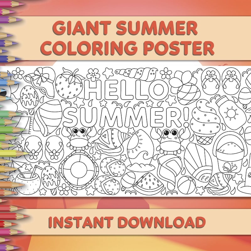 Coloring Summer Banner - Etsy