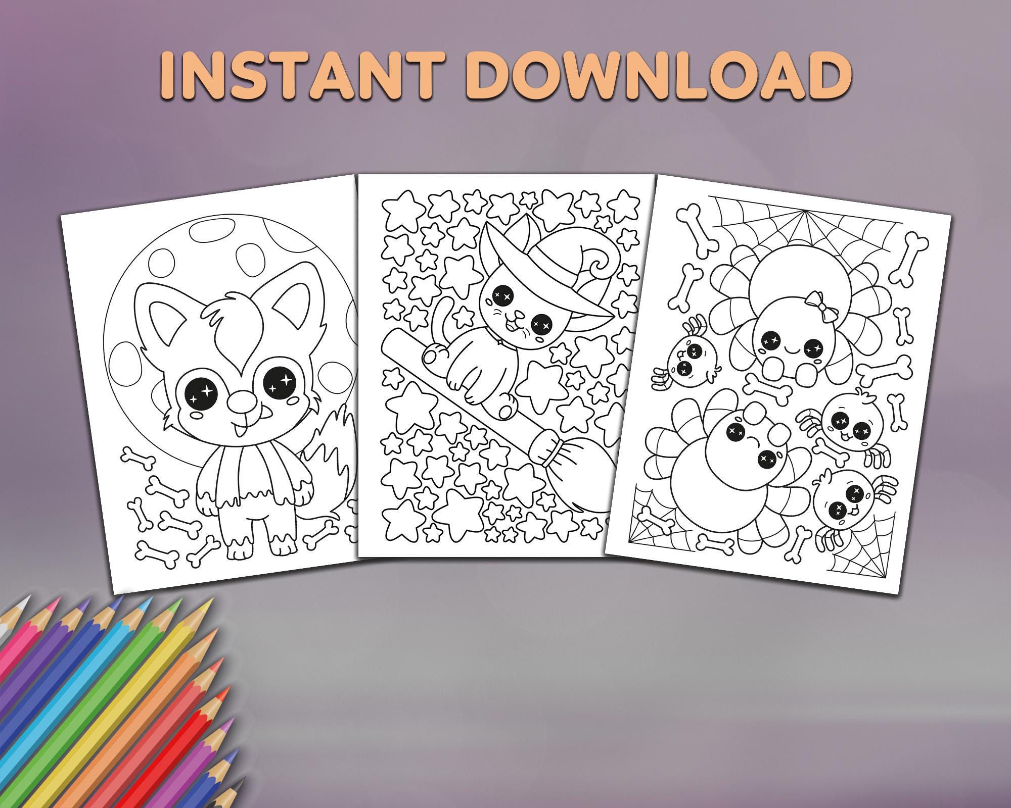 Pack de Páginas para Colorear de Halloween Imprimibles 20 Diseños ...