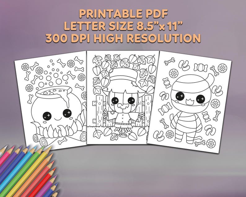Pack de Páginas para Colorear de Halloween Imprimibles 20 Diseños ...