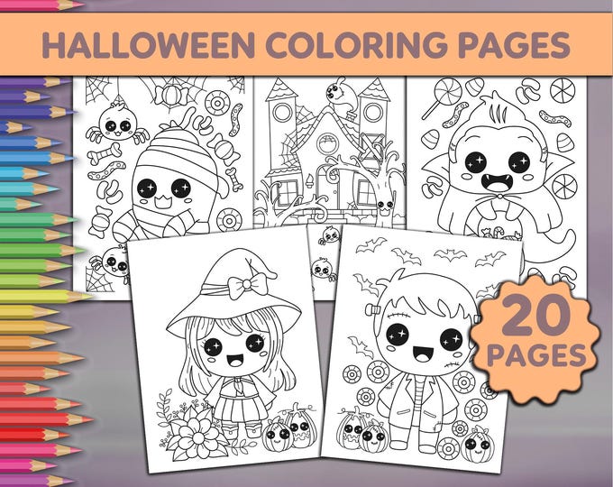 Pack de Páginas para Colorear de Halloween Imprimibles 20 Diseños ...
