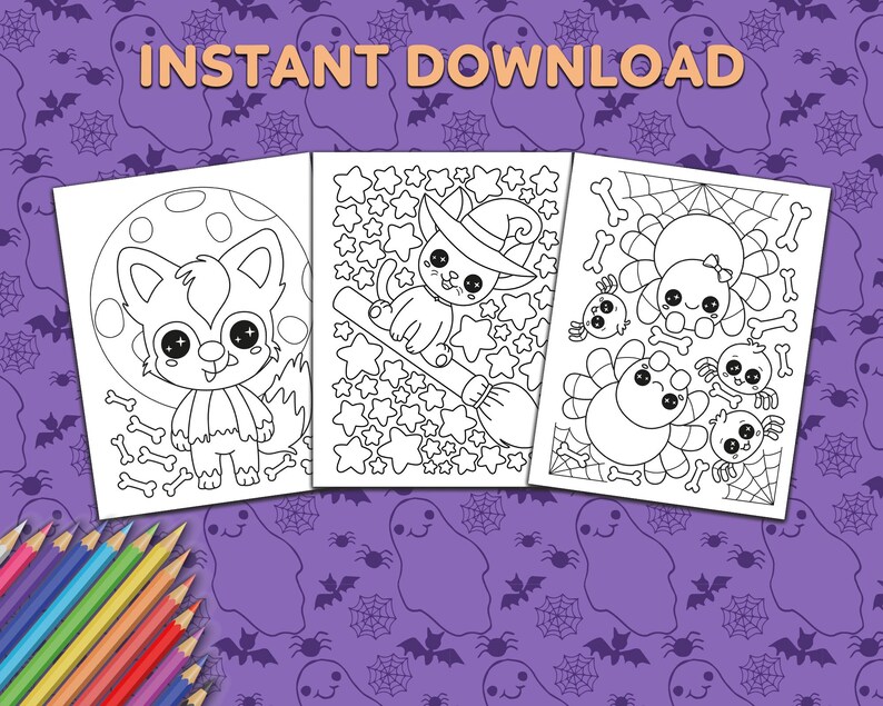 Pack de Páginas para Colorear de Halloween Imprimibles - 20 Diseños ...
